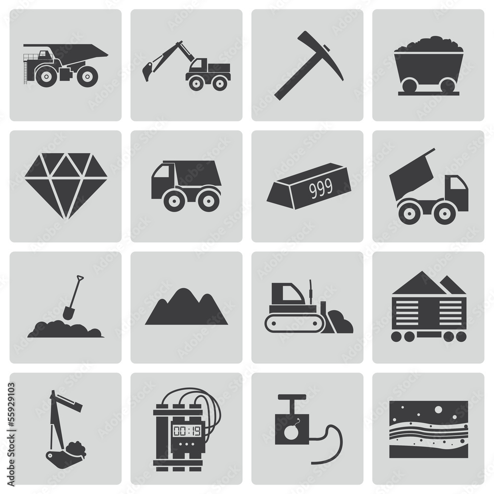 Vector black mining icons set Stock Vector | Adobe Stock Vector black mining icons set Stock Vector | Adobe Stock