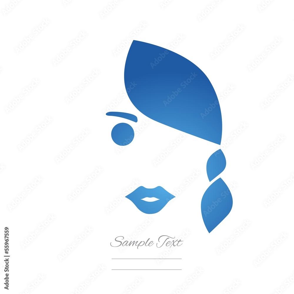 Abstract blue woman face vector logo Stock Vector | Adobe Stock
