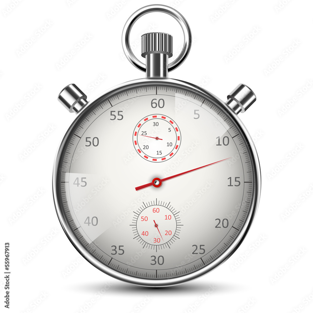 Realistic Stopwatch Isolated on White. Vector illustration Stock Vector ...