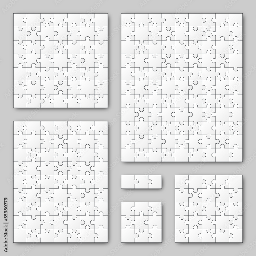 Puzzle Set - weiß - 6 Puzzle Stock-Vektorgrafik | Adobe Stock