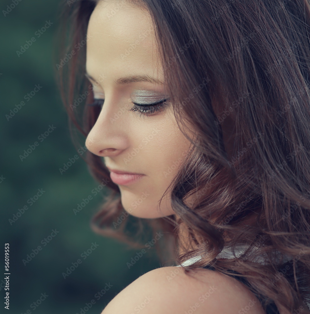 Female Face Profile Looking Down