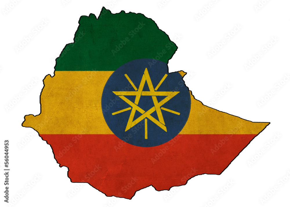 Ethiopia map on Ethiopia flag drawing Stock Illustration | Adobe Stock