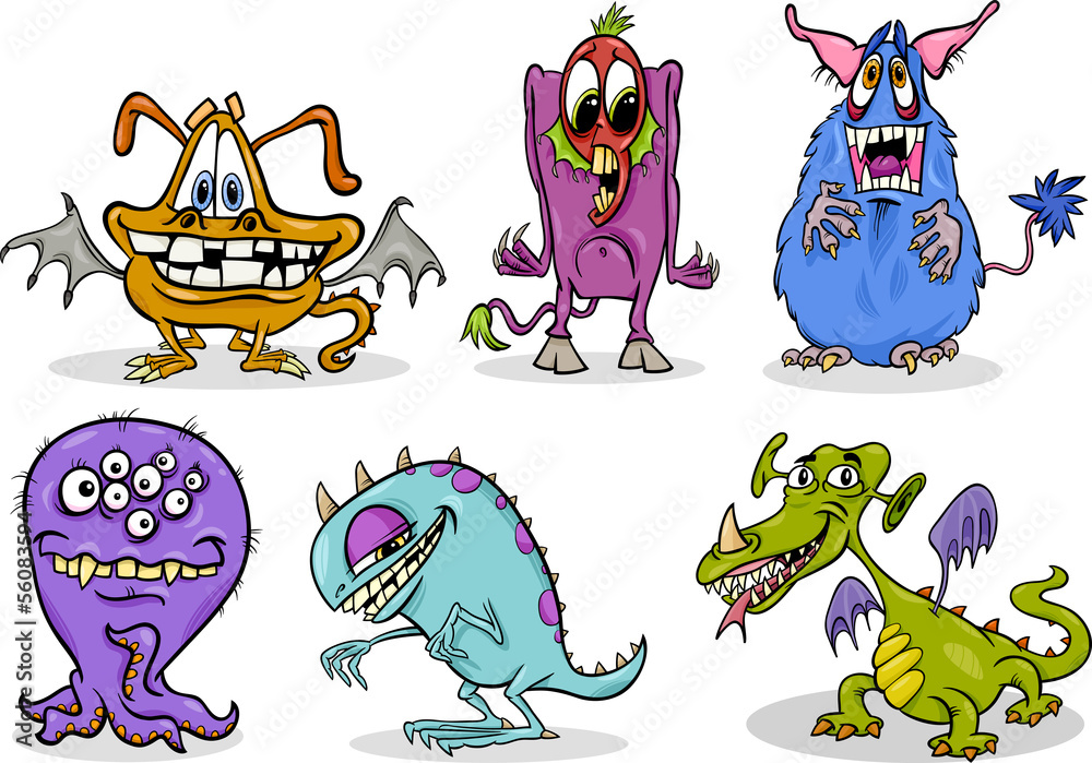 cartoon monsters illustration set Stock Vector | Adobe Stock