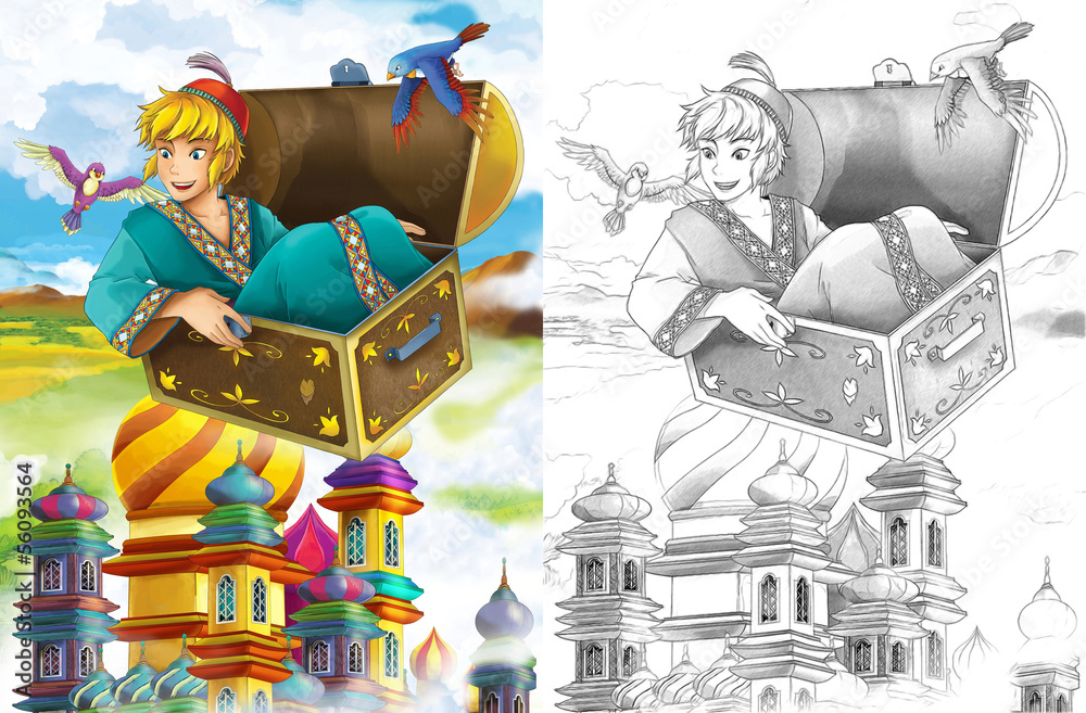 The sketch coloring page - artistic style fairy tale Stock Illustration ...