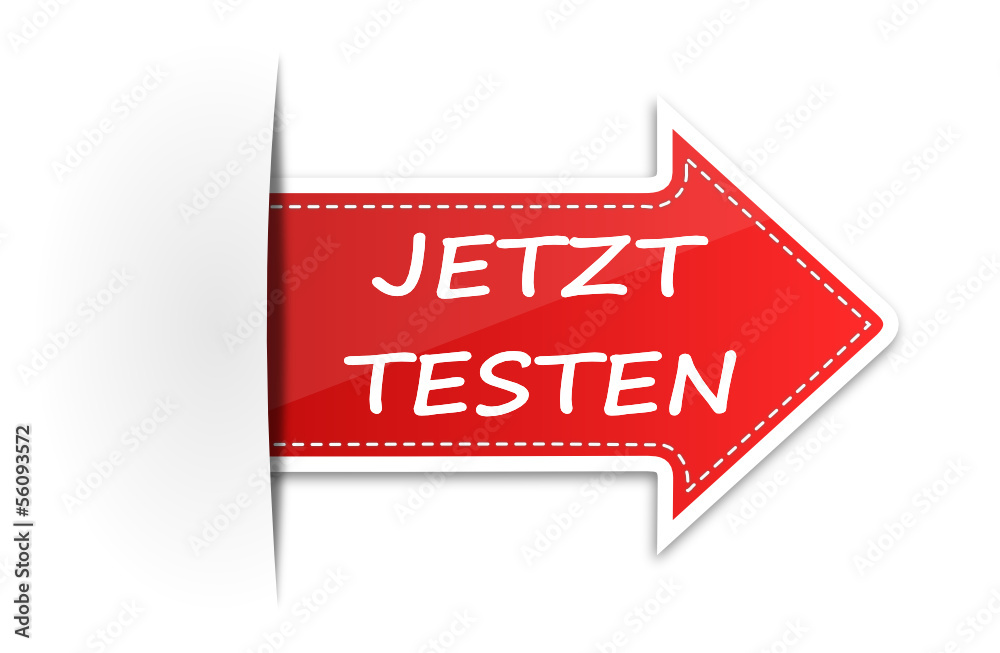 Pfeil rot jetzt testen Stock-Vektorgrafik | Adobe Stock