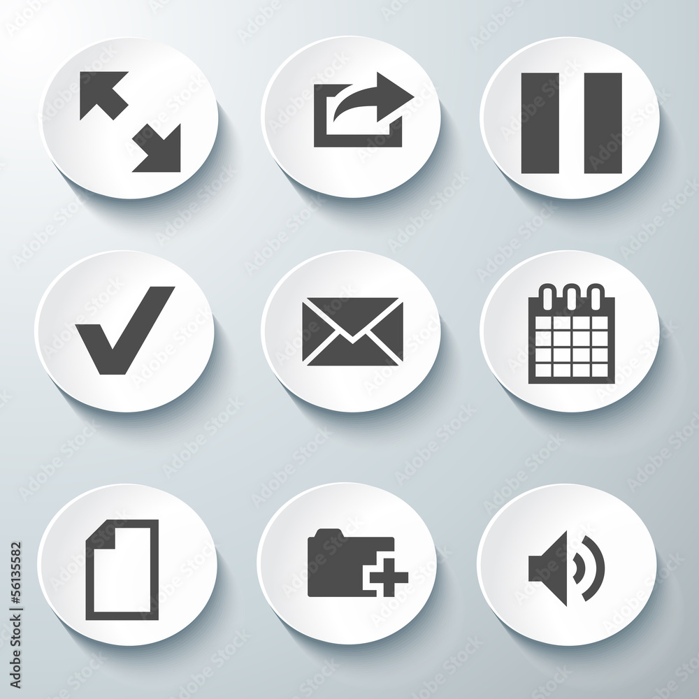 White 3d icons 3d icons set icon collection vector illustration Stock ...