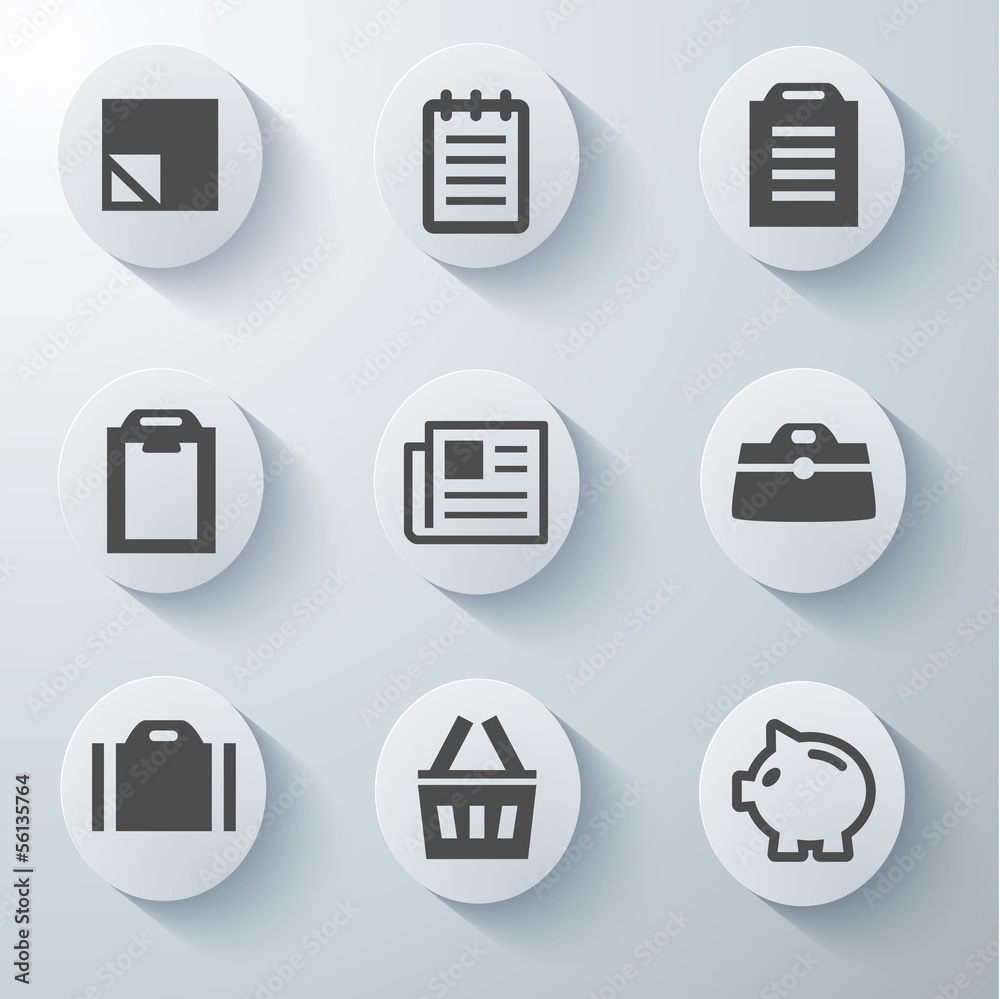 White 3d icons 3d icons set icon collection vector illustration Stock ...