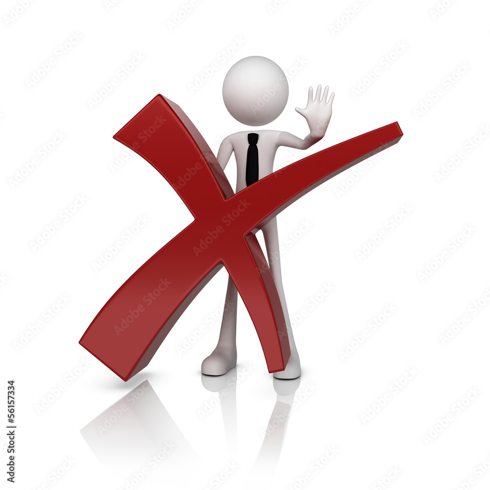 3D human with red negative symbol isolate on white background Stock ...