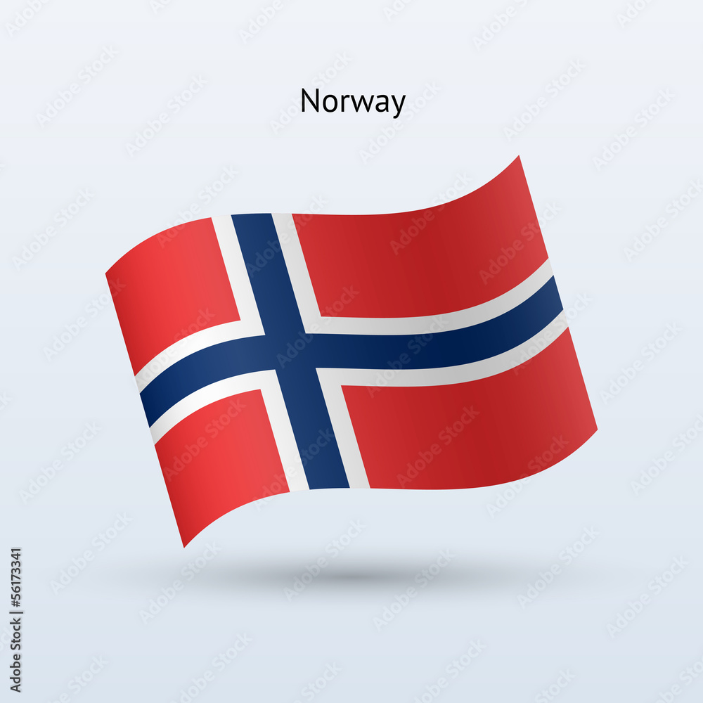 Norway flag waving form. Vector illustration. Stock Vector | Adobe Stock