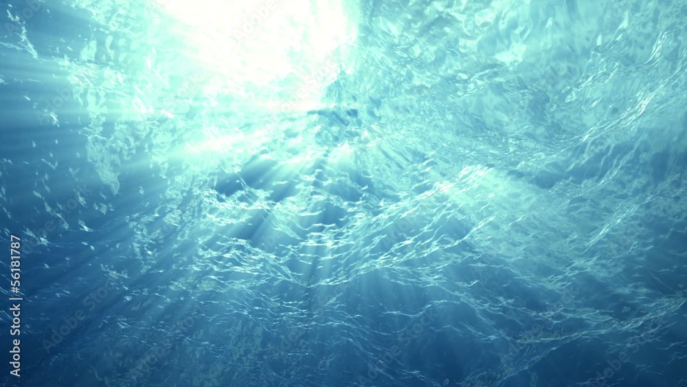 4K Light reflected in water (shot from underwater) Looping animation of ...