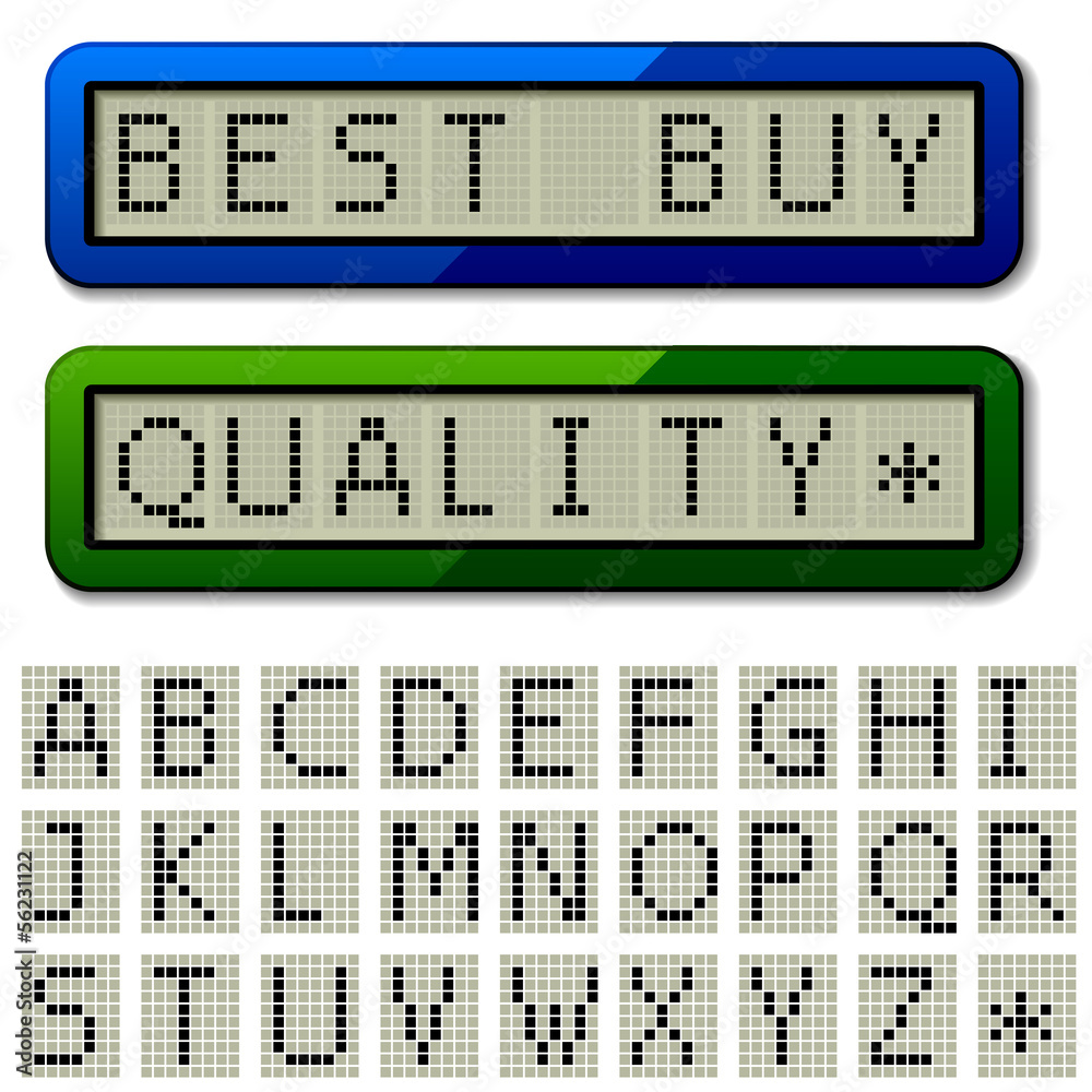 vector LCD display pixel font - uppercase characters Stock Vector ... vector LCD display pixel font - uppercase characters Stock Vector ...