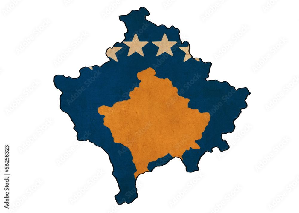 Kosovo map on Kosovo flag drawing Stock Illustration | Adobe Stock
