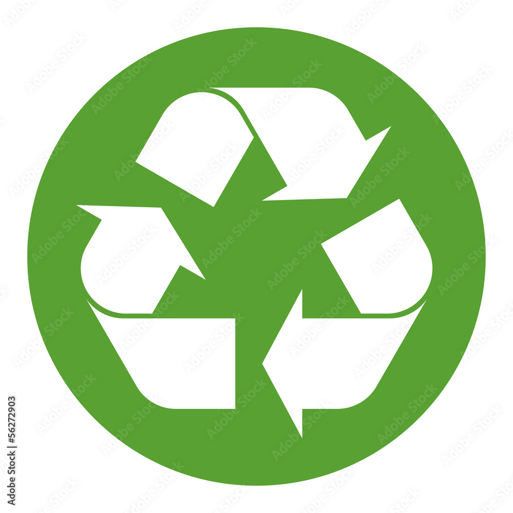 Recycling Zeichen weiß auf grün vector de Stock | Adobe Stock