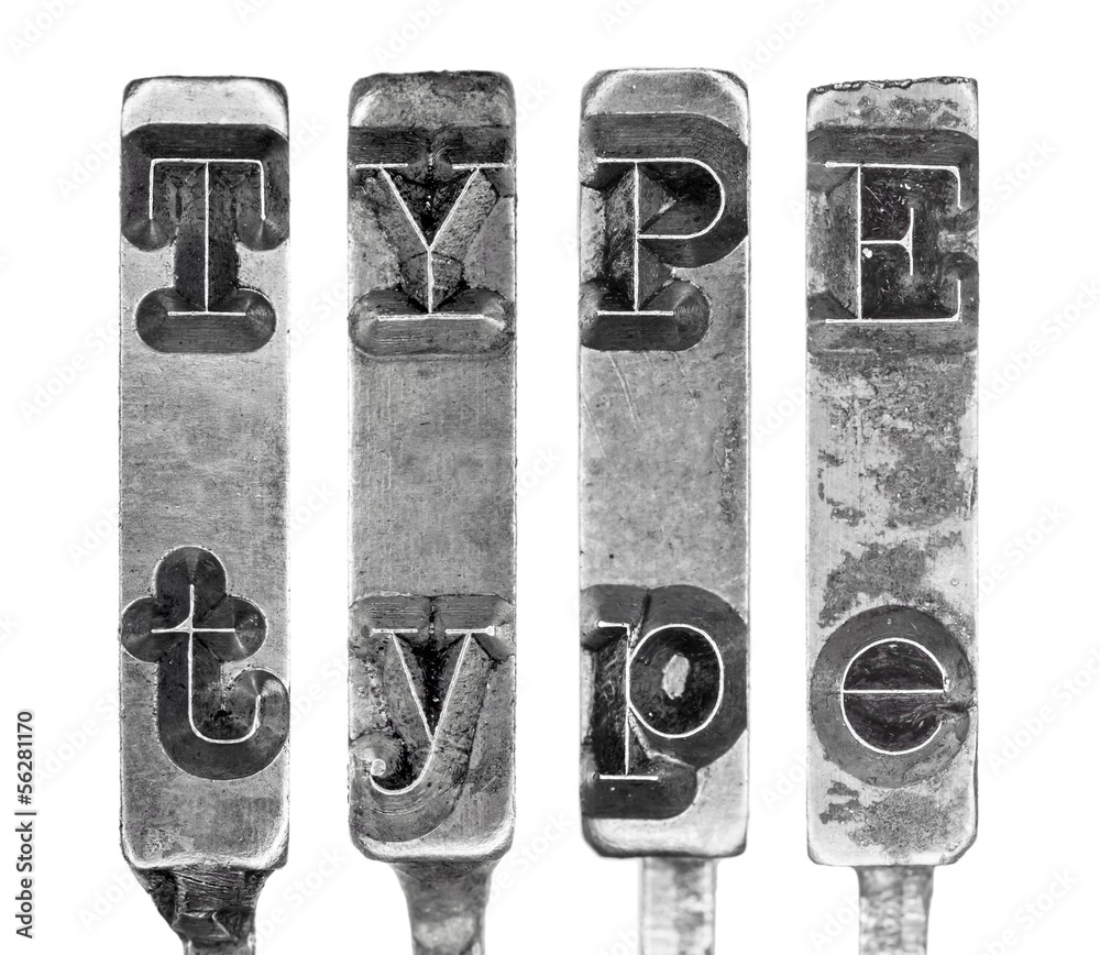 Word TYPE in Old Typewriter Typebar Letters Isolated on White Stock ...