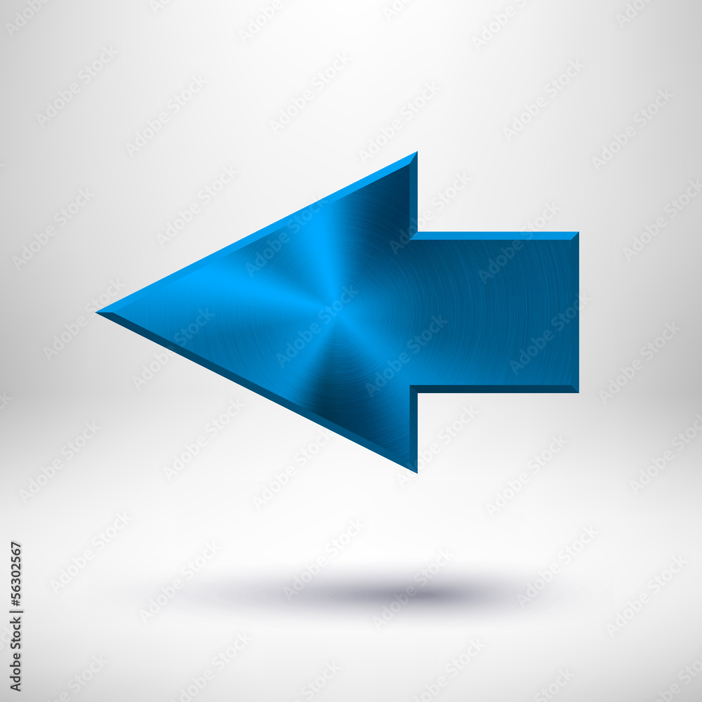 Left Arrow Sign with Blue Metal Texture Stock Vector | Adobe Stock