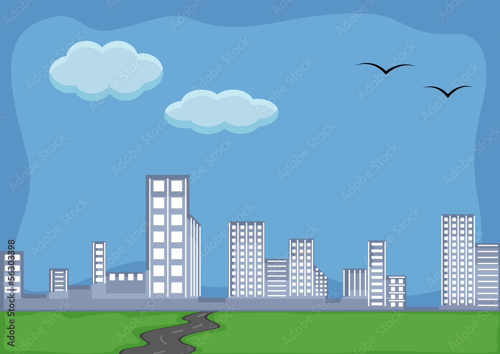skyscraper - Cartoon Background Vector Stock Vector | Adobe Stock