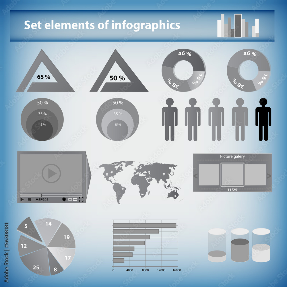 Set elements of infographics - blue background Stock Vector | Adobe Stock