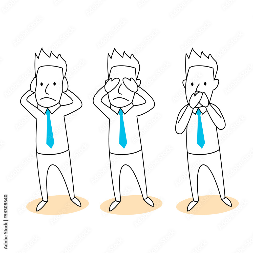 hear, see,speak no evil cartoon Stock Vector | Adobe Stock