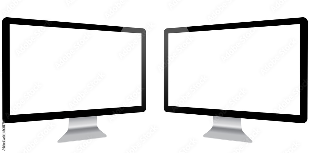 Two monitors side by side productivity concept Stock Illustration ...