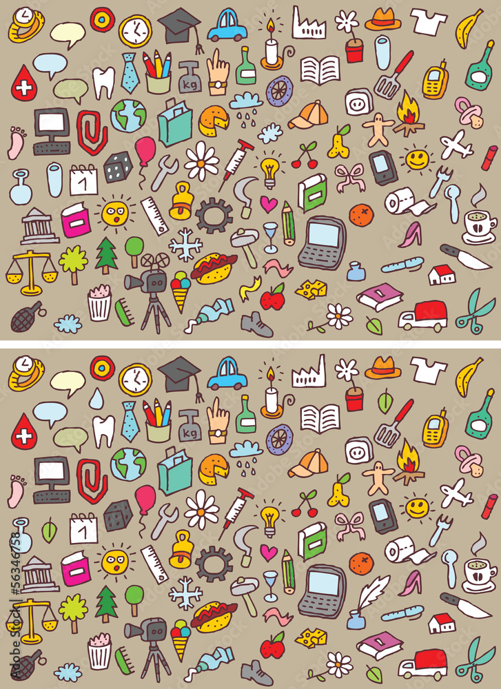 Icons Differences Visual Game Stock Vector | Adobe Stock