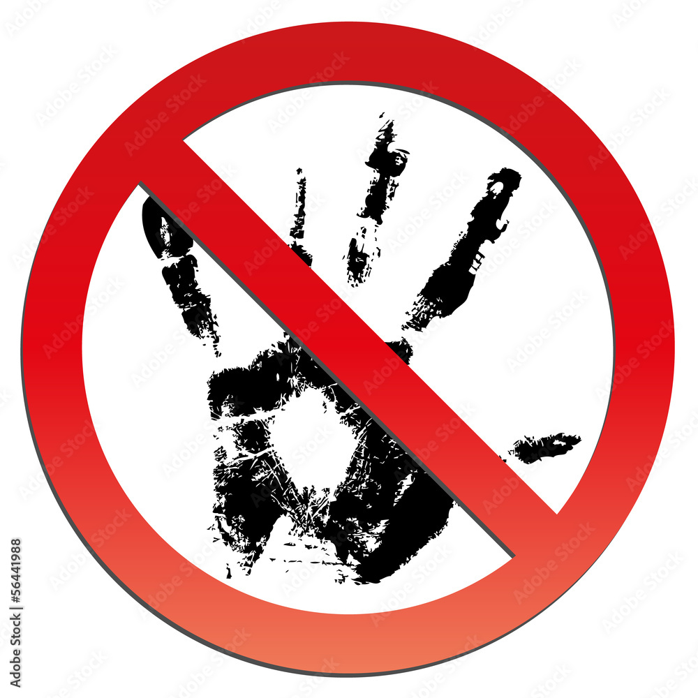 Conceptual stop forbidden hand print Stock-Illustration | Adobe Stock