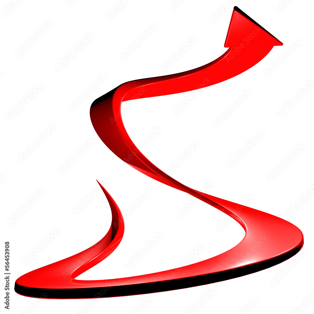 Illustrazione Stock Freccia rossa 3d curva | Adobe Stock