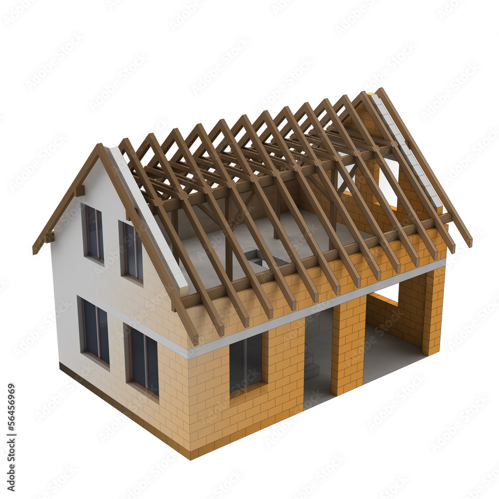 fluent blend of two parts of a house construction Stock Illustration ...