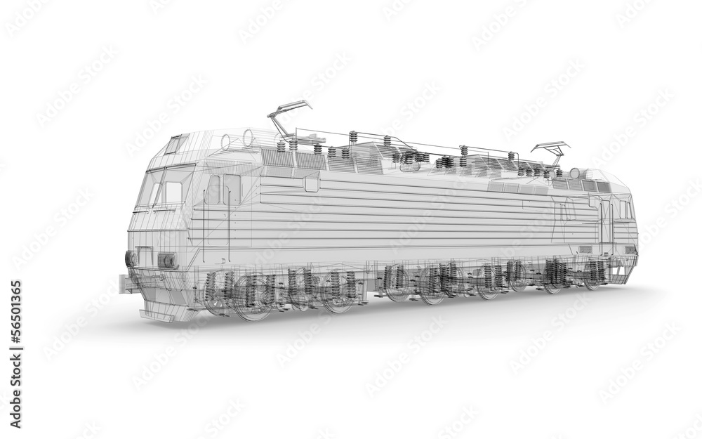 Gray locomotive 3d model isolated on white background Stock ...