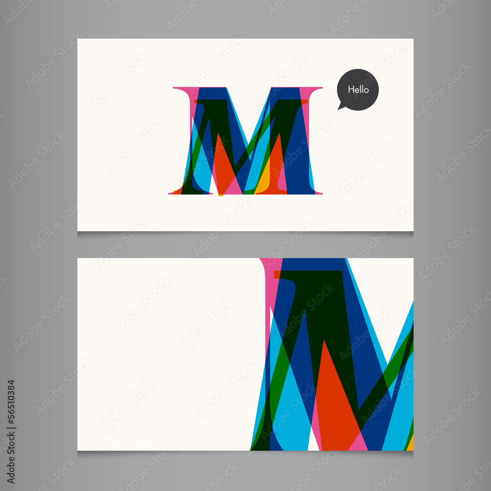 Business card template, letter M Stock Vector | Adobe Stock