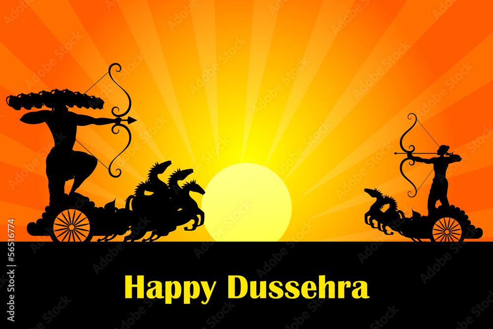 vector illustration of Rama killing Ravana in Dussehra Stock Vector ...