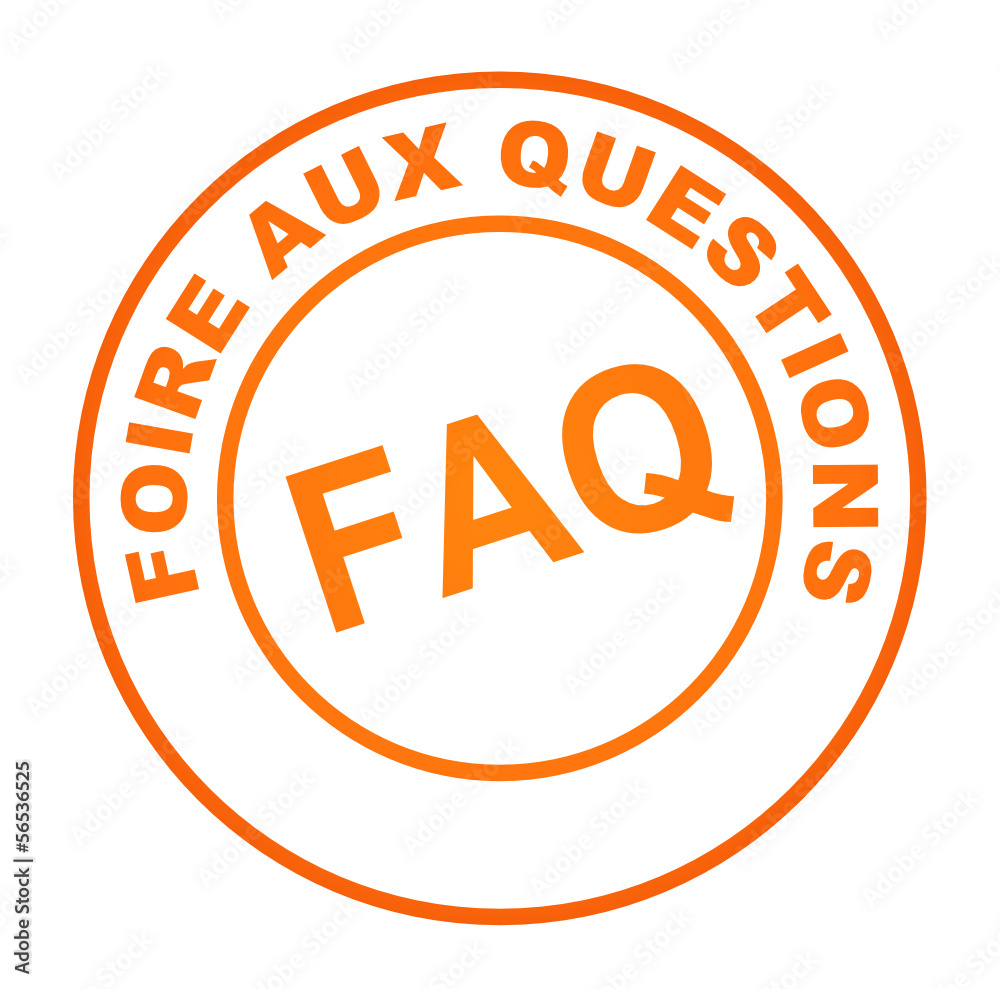 foire aux questions sur bouton web rond orange Stock Vector | Adobe Stock