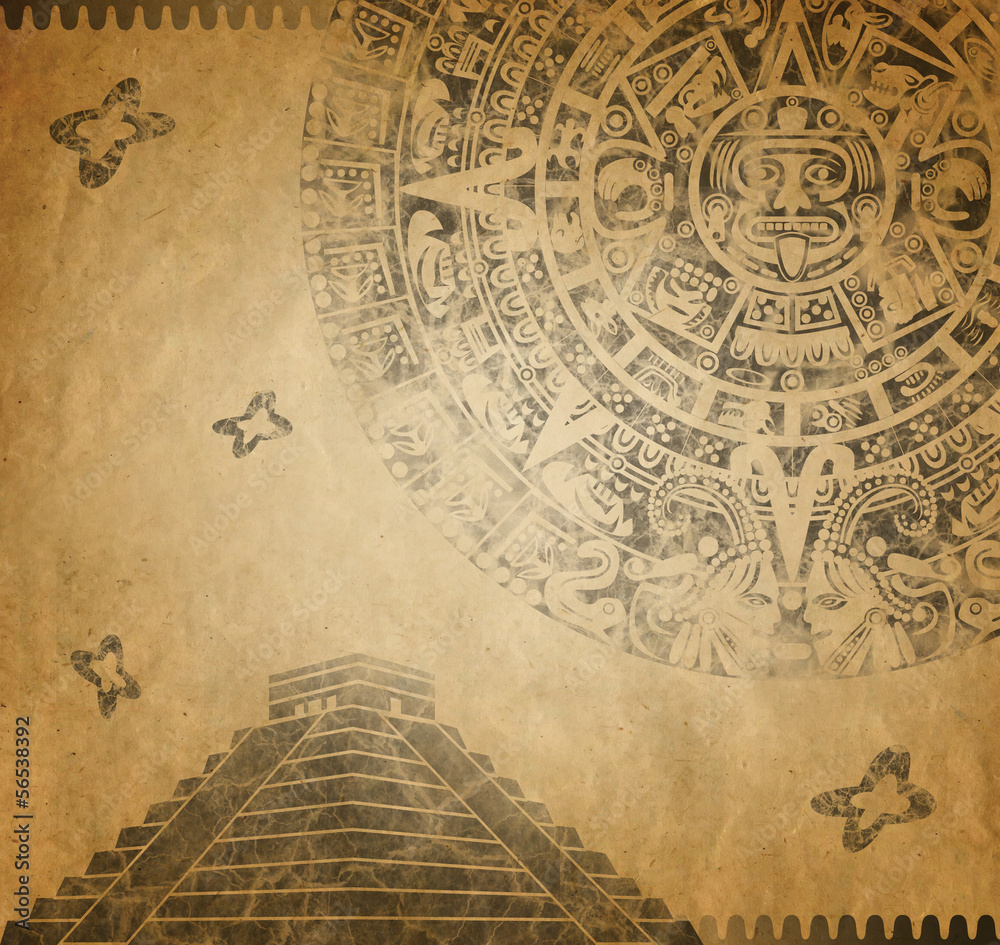 Mayan Calendar and pyramid Stock Illustration | Adobe Stock
