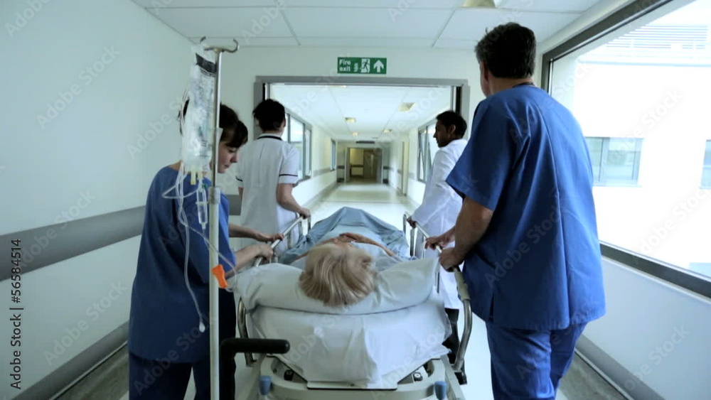 Hospital Patient Ward Transfer Hospital Bed Slow Motion Stock Video ...