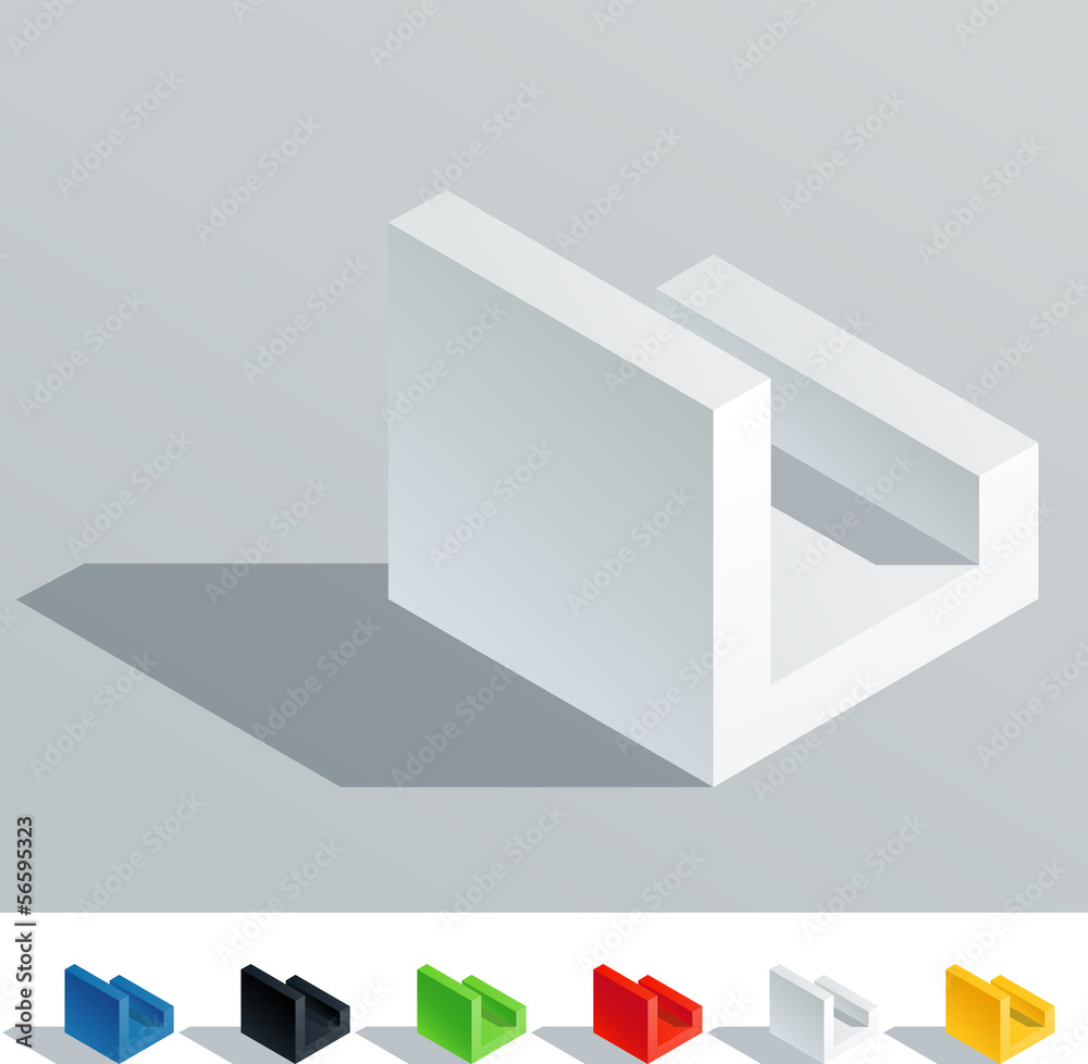 Solid colored letter in isometric view. Letter L Stock Vector | Adobe Stock
