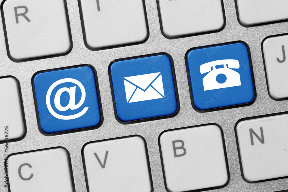 Kontakt per mail, Post oder Telefon Stock Photo | Adobe Stock