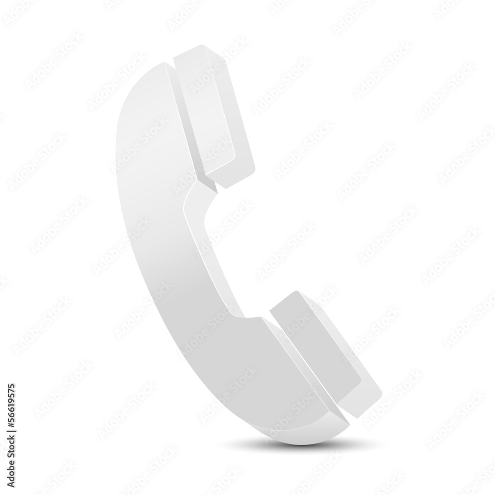 white phone icon 3d Stock Vector | Adobe Stock