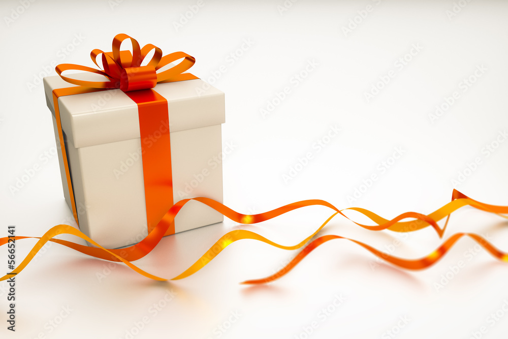 gift box with red ribbon Stock Photo | Adobe Stock
