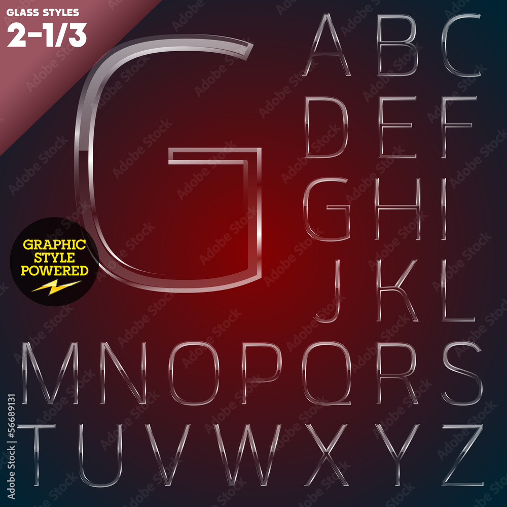 Vector illustration of Glass font powered graphic styles. Stock Vector ...