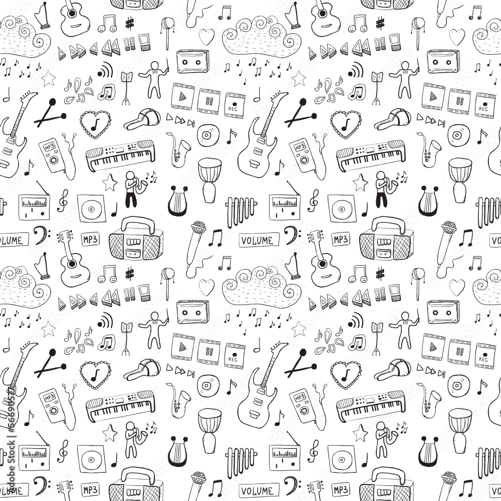 Music symbols. Seamless pattern Stock Vector | Adobe Stock