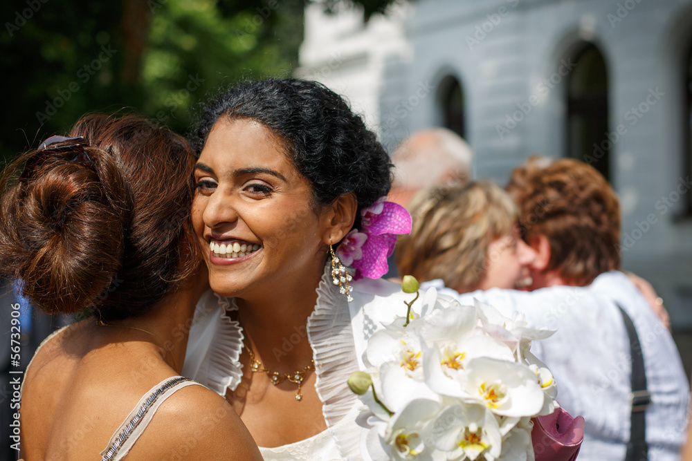 Beautiful happy indian bride after wedding ceremony. Stock Photo ...
