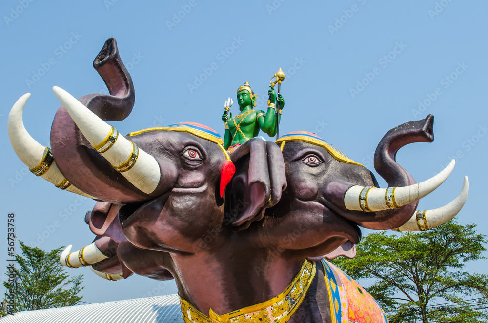 Erawan elephant and Indra god statue. Stock Photo | Adobe Stock