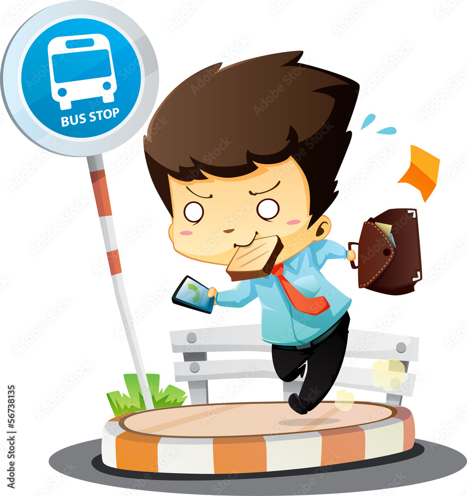 a man chasing the bus Stock Vector | Adobe Stock