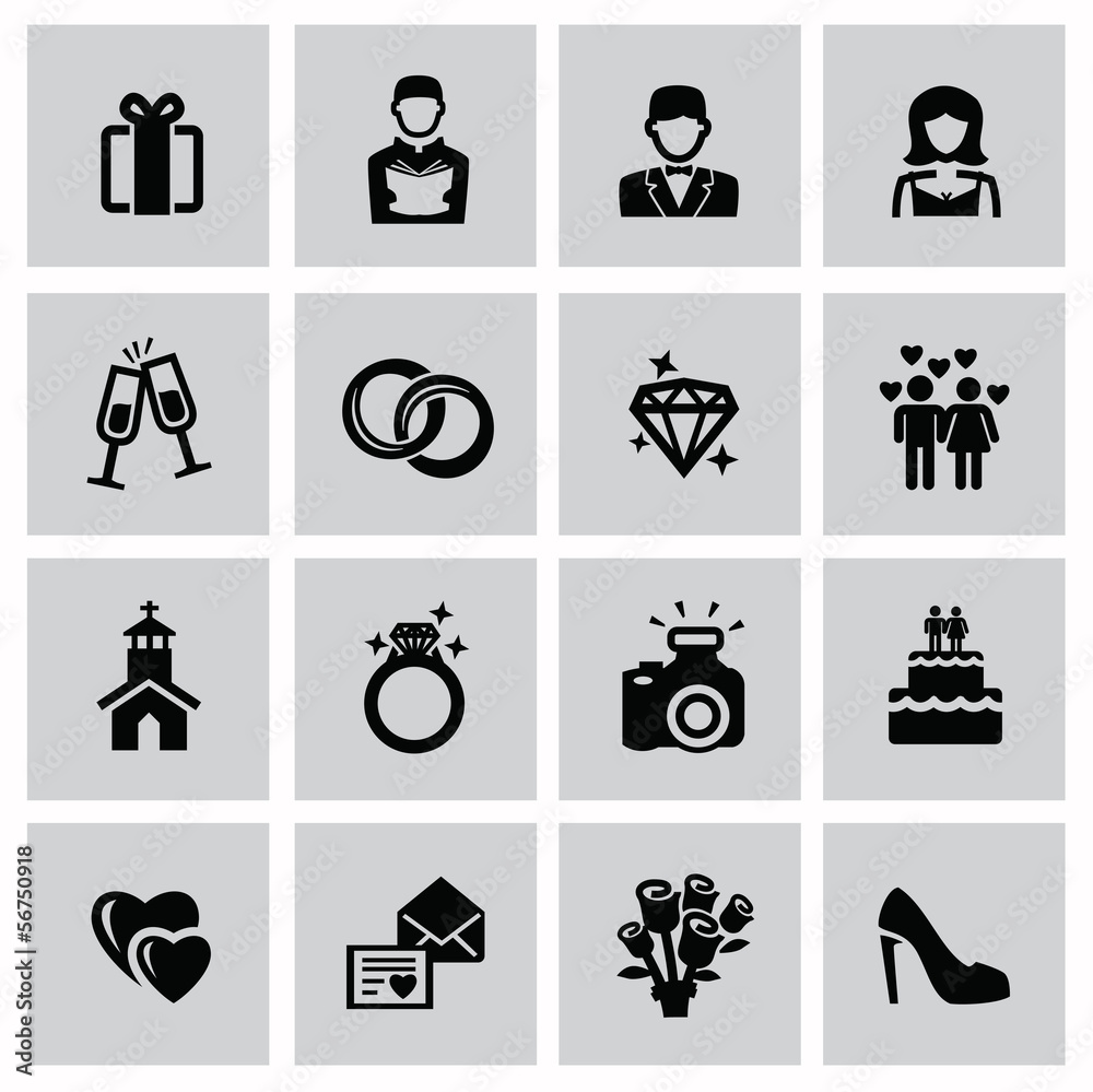 wedding icons Stock Vector | Adobe Stock