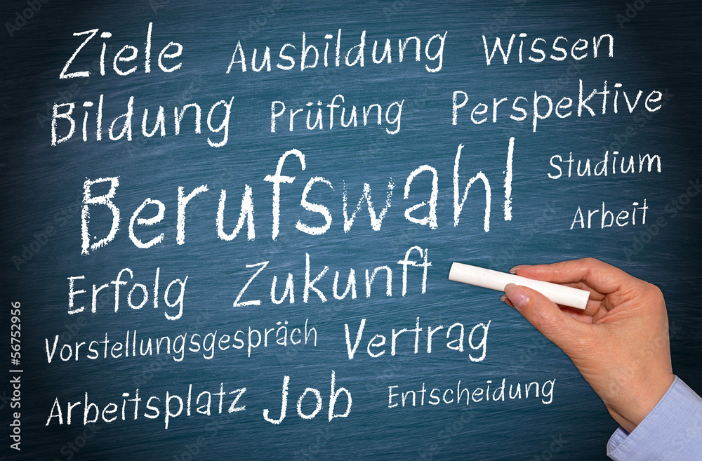 Berufswahl Kreidetafel mit Ideen Stock Illustration | Adobe Stock