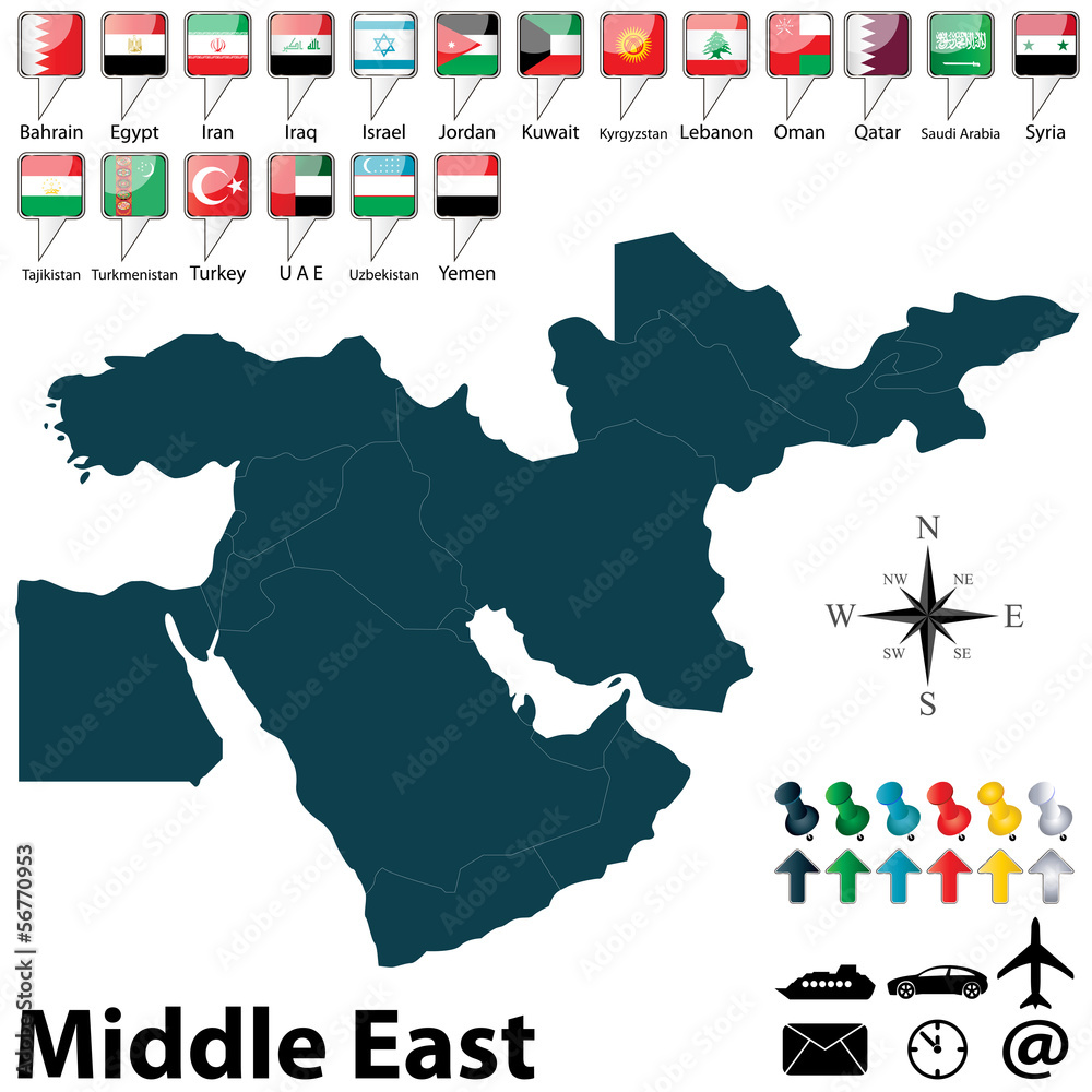 Political map of Middle East Stock Vector | Adobe Stock