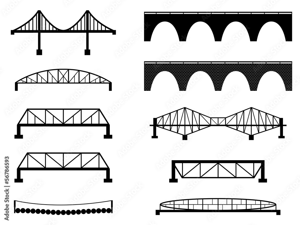 Set of bridge illustrated on white Stock Vector | Adobe Stock