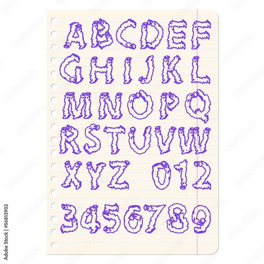 Hand drawing alphabet vector illustration set in black ink Stock Vector ...