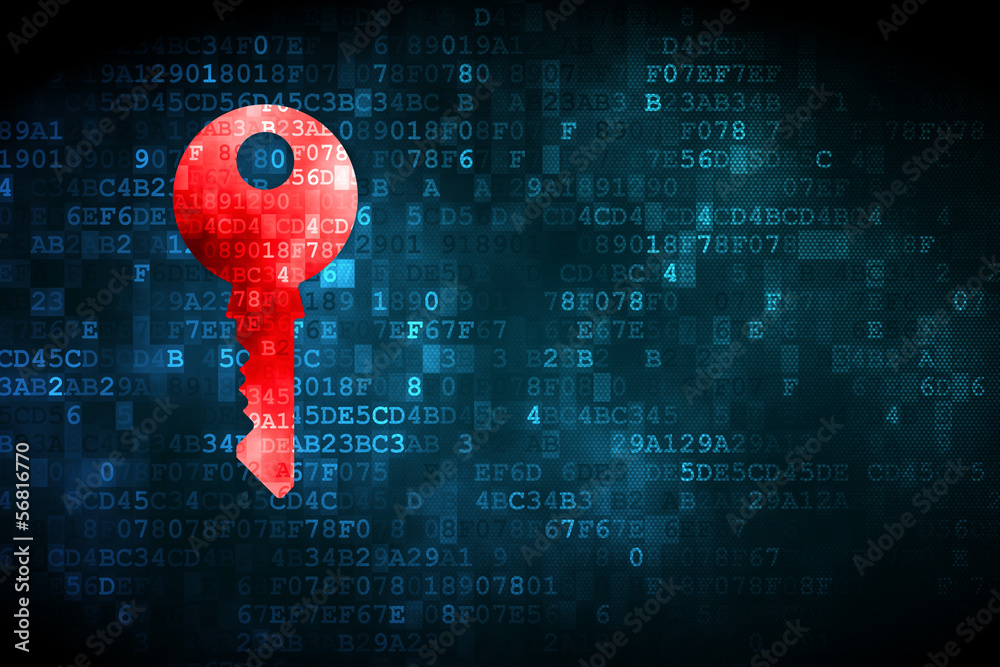 Safety concept: Key on digital background Stock Illustration | Adobe Stock