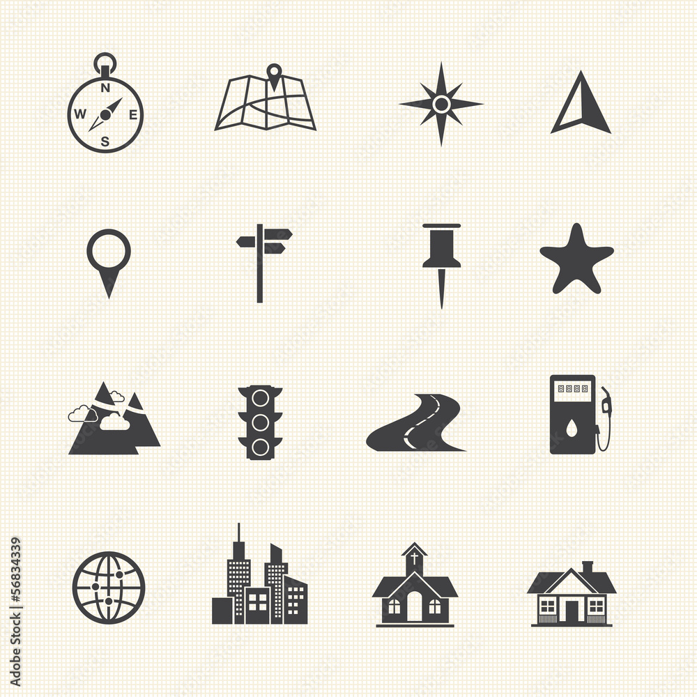 Map Icons and Location Icons Stock Vector | Adobe Stock