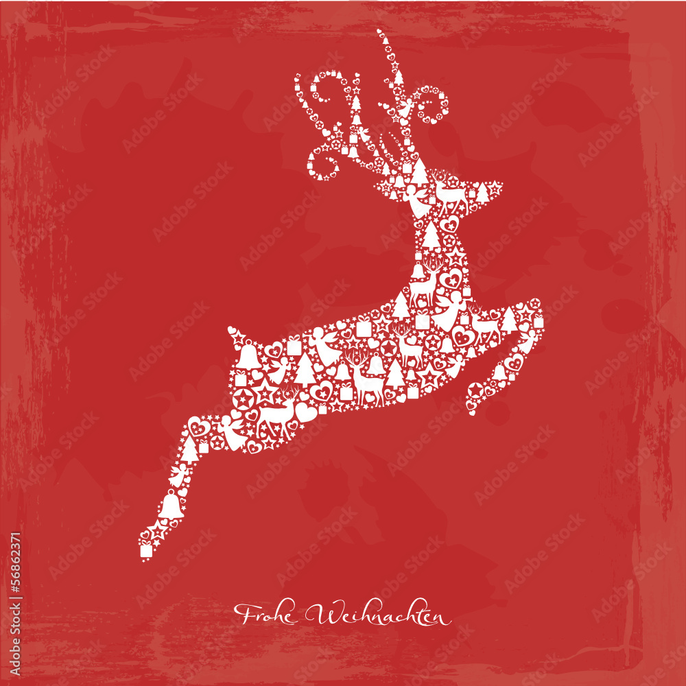 Springendes Reh aus weihnachtlichen Motiven Stock-Vektorgrafik | Adobe ...